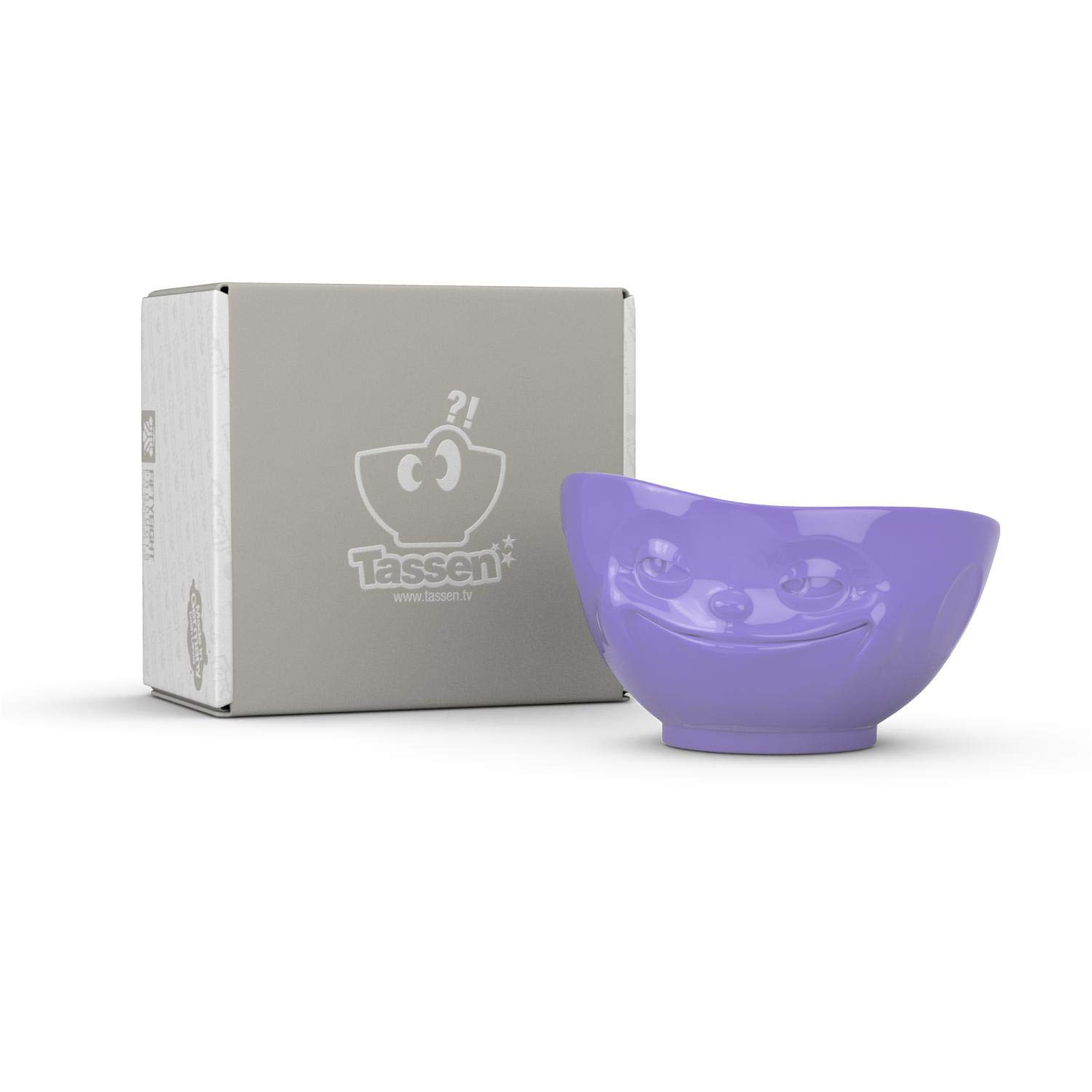 FIFTYEIGHT PRODUCTS TASSEN Porcelain Bowl, Grinning Face Edition, 16 oz. Purple, (Single Bowl) for Serving Cereal, Soup