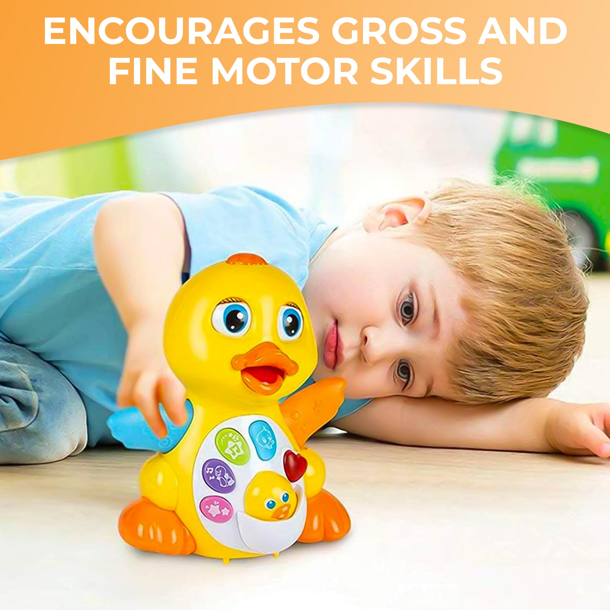 TOYTHRILL Baby Musical Duck Toy, Dancing Walking Yellow Duck - Interactive Action Learning Educational Flapping Light up Dancing Duck with Music