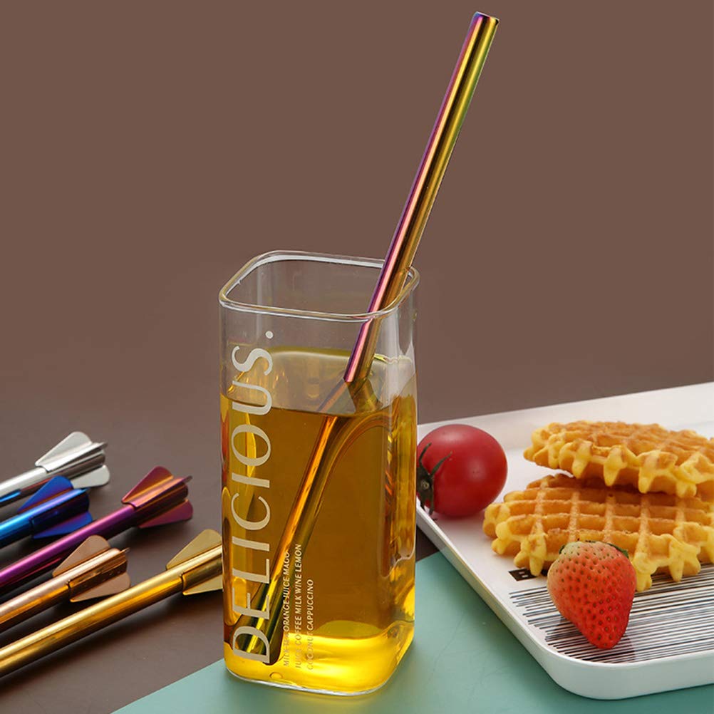 DOITOOL 4pcs Stainless Straws Smoothie Straw Drink Whisk Drink Stirrers Metal Drinking Straw Beverage Straws Reusable Bubble Tea Straw Cocktail Straw Blender Mixing Spoon Symphony Tumbler