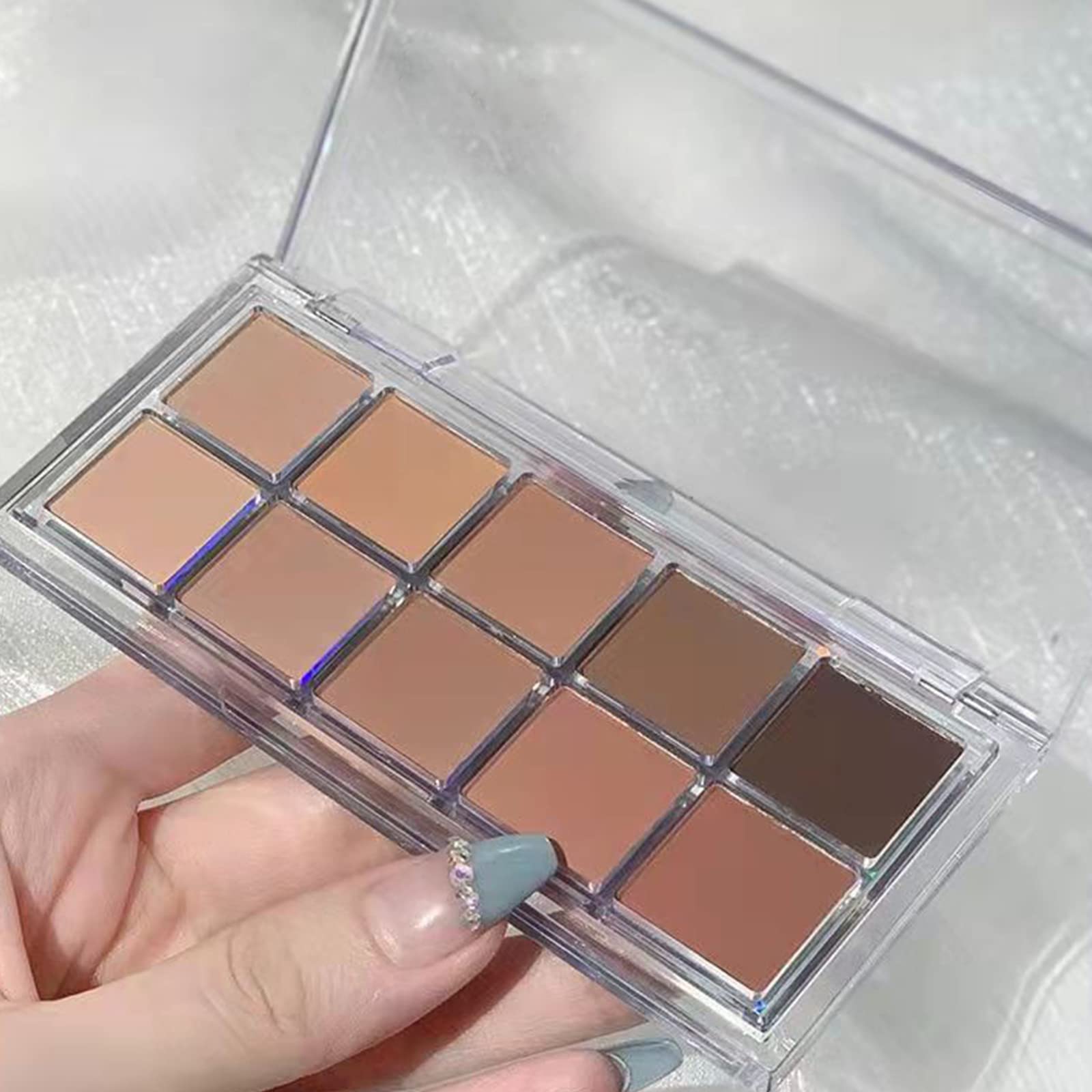 Erinde 10 Color Eyeshadow Palette Makeup - Matte Shimmer Glitter Eye Shadow, Ultra-Blendable, High Pigmented, Naturing-Looking, Neutral Nude Eyeshadow Palette with Professional Brush, Light shadow