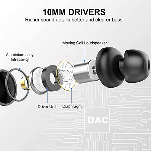 in Ear Earphones USB Type C Headphones for Laptop with Microphone, Magnetic Noise Canceling Headset Compatible for PC iPad Pro Samsung MacBook (Black2)