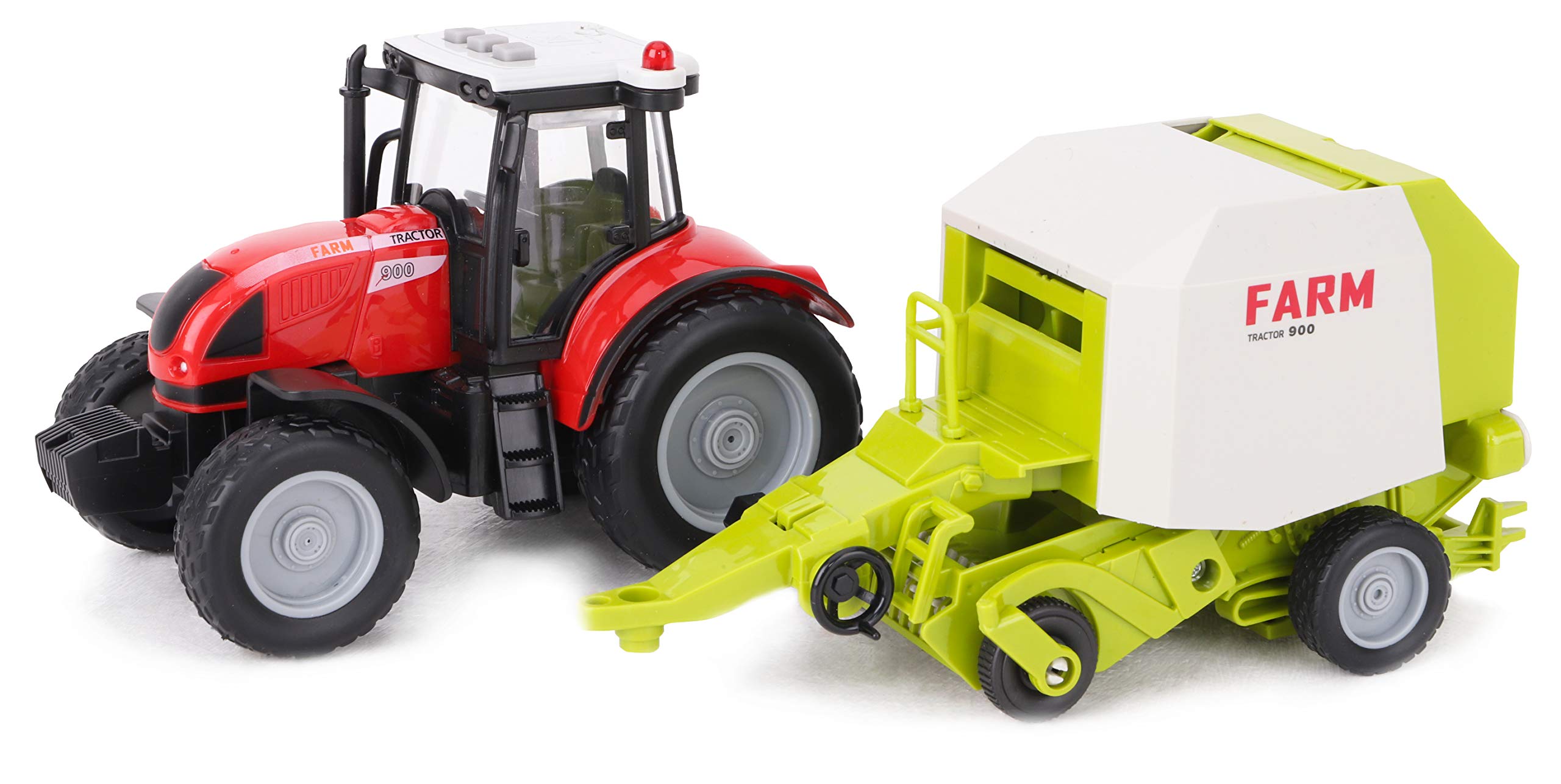 Toyland® 37cm Red Tractor & Trailer with Lights & Sound - Childrens Farm Toys (Tractor & Baler)
