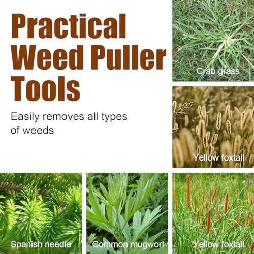 Dizzily Weeder - Manual Weed Puller Tool, Uprooting Weeding Remover Tool, 4-Claw Steel Head Hand Garden Weeder Tool Easily Remove Weeds for Otted Plants, Gardens, Yards, Farms
