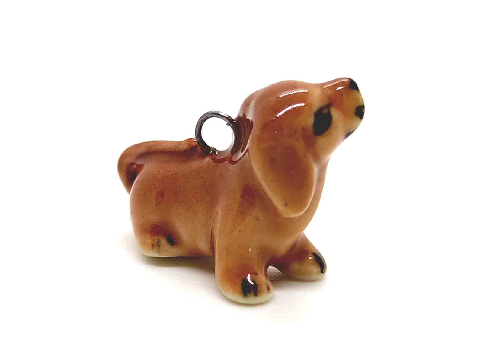 SSJSHOP Dachshund Dollhouse Small Figurines Hand Painted Ceramic Animals Dog Lover Collectible Gift Home Garden Decor (Pendent), Black