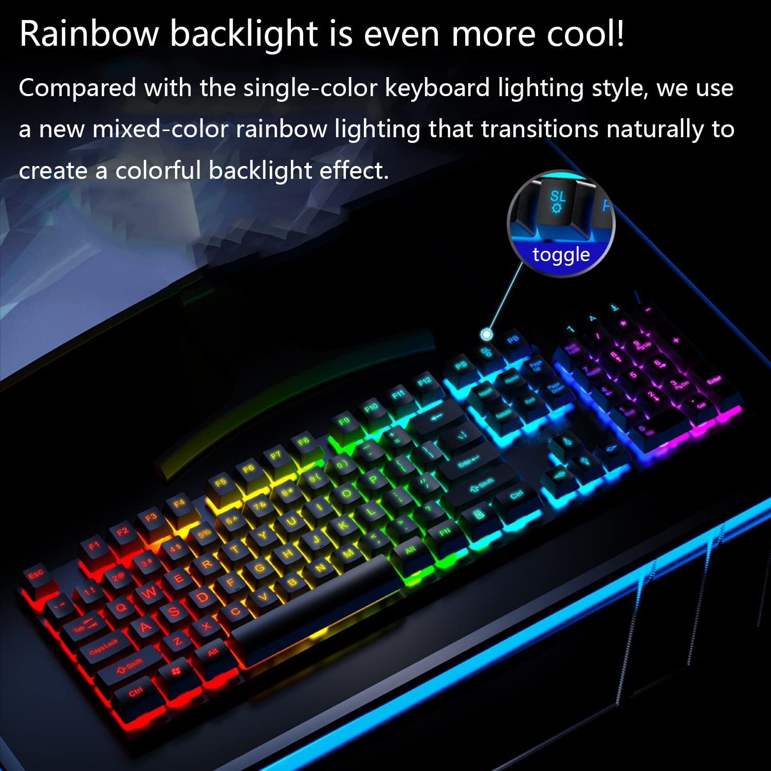 EXHNLE Wired Gaming Keyboard and Mouse Combo, RGB Backlit Keyboard with 104 Key, with 104 Key Computer PC Gaming Keyboard for PC/Laptop