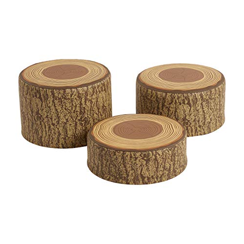 ECR4Kids SoftZone Tree Stump Stool Set, Flexible Seating for Classrooms & SoftZone Tree Log Climber Playset, Indoor Toddler Climbing and Stepping