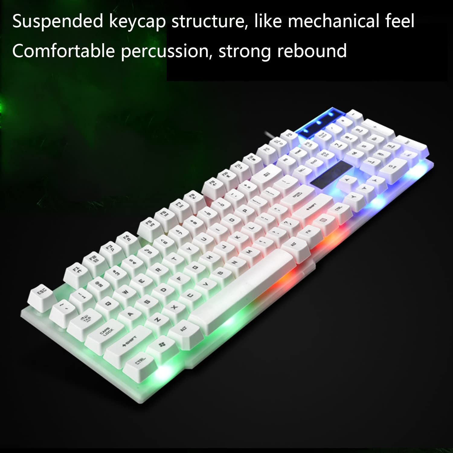 EXHNLE Wired RGB Backlit Gaming Keyboard and Mouse, USB Wired Gaming Keyboard and Mouse Combo, 104 Keys USB Ergonomic Keyboard, for PC Computer Gamer (Color : White)