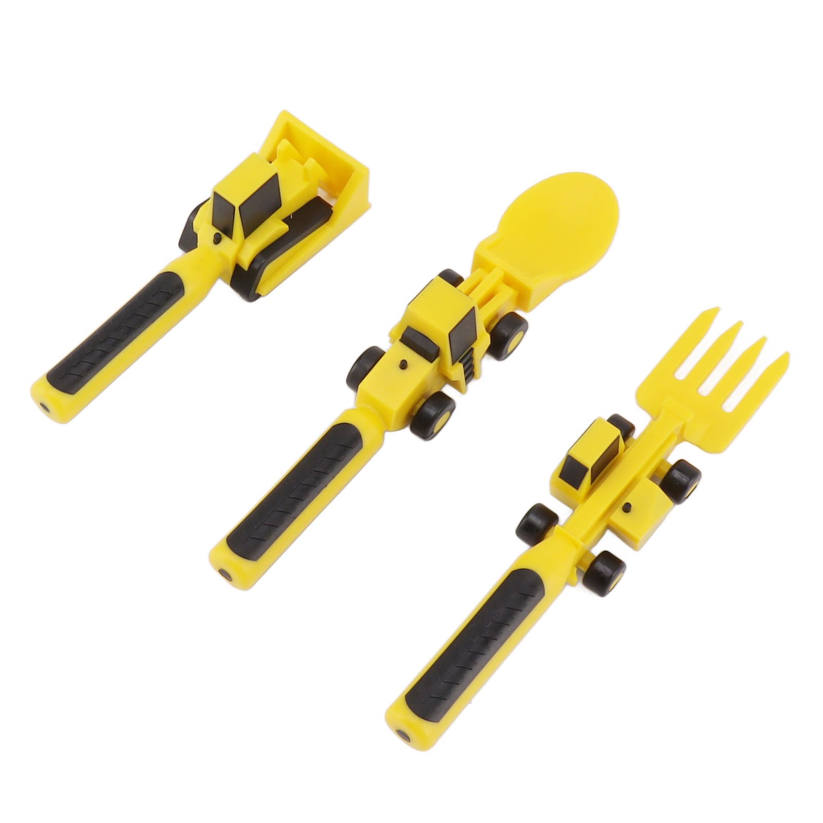 Construction Themed Utensils, Excavator Fork Spoon, Eating Set with Pusher, Safe and Easy to Use