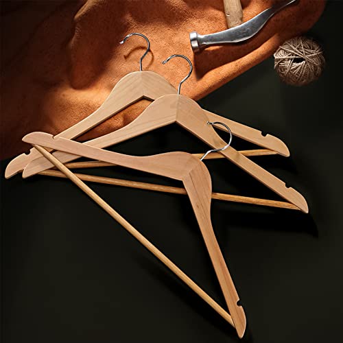 Flottian Wood Hangers 20 Pcs Solid Wooden Hangers Premium Clothes Hanger Smooth Finish Coat Hanger Heavy Duty Hangers for Shirt, Jacket, Pant, Dress (Natural)