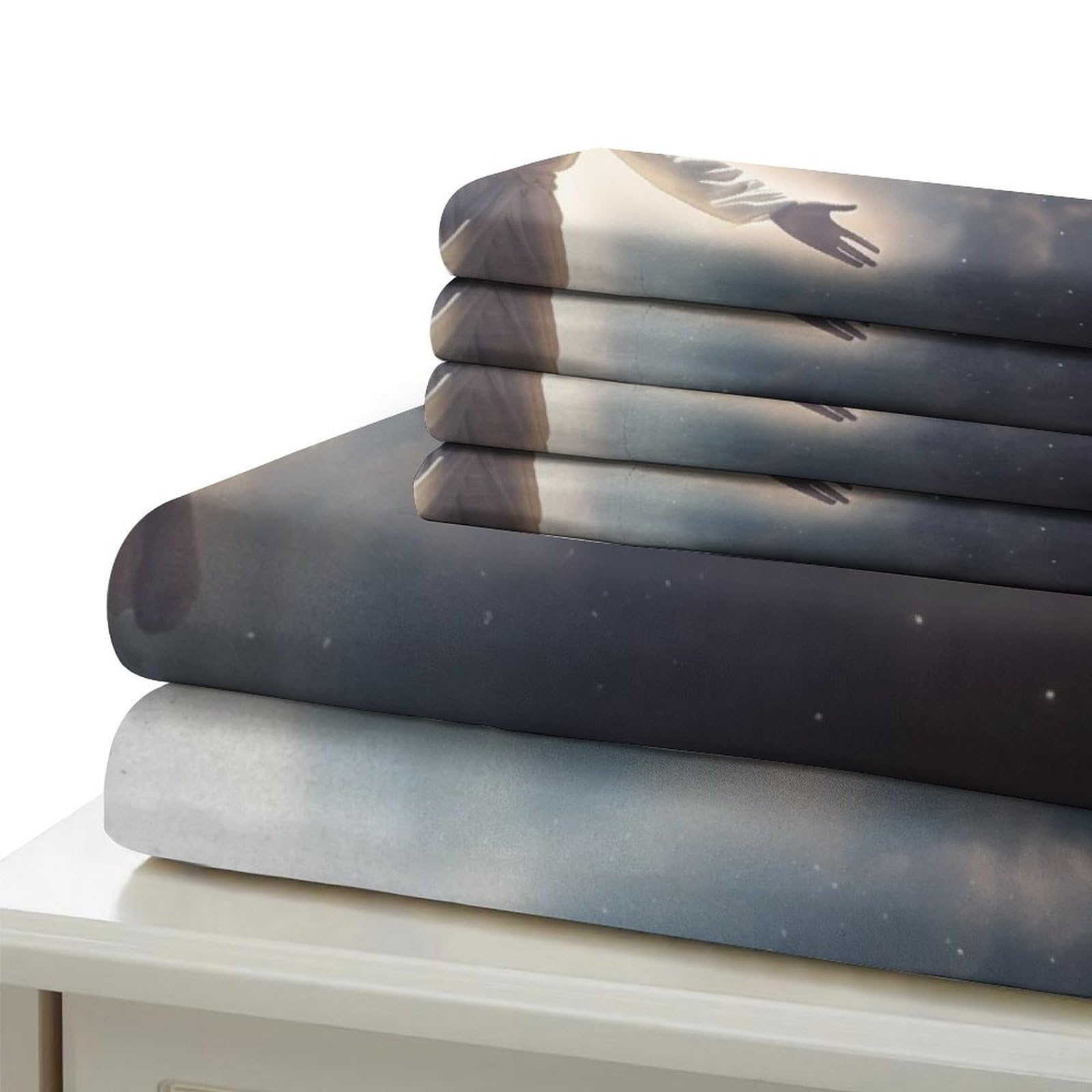 ERGTT Jesus Quilt Cover 3D Printed Beautiful Angel for Boys Girls Comforter Covers Duvet Cover with Pillow Cases with Zipper Closure Bedding Set Soft Microfiber 3 Pieces Full(203x228cm), Style-2