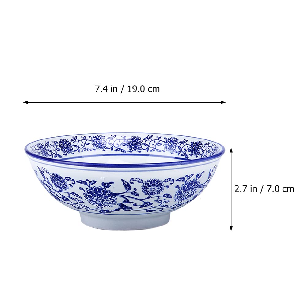 DOITOOL Blue White Porcelain Soup Bowls Chinese Jingdezhen Ramen Noodle Udon Pasta Soup Donburi Salad Fruit Bowl Food Serving Bowl 7inches