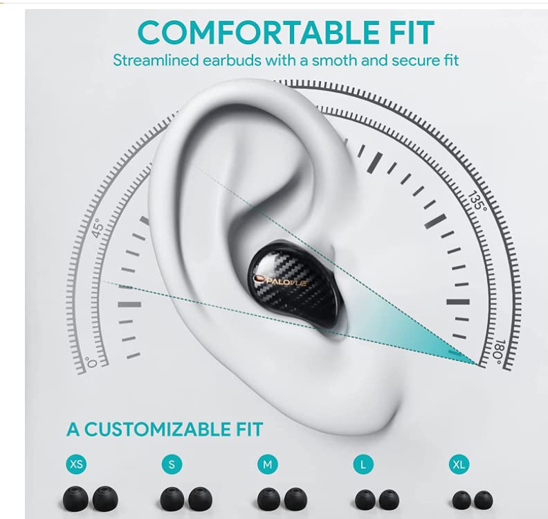 PALOVUE Wireless Earbuds Bluetooth Headphones, Wireless Earphones CVC8.0 Noise Cancelling Earbuds with Touch Control and 4 Mic for Clearer Call, Deep Bass Stereo in-Ear Headphones Qualcomm CSR Chip