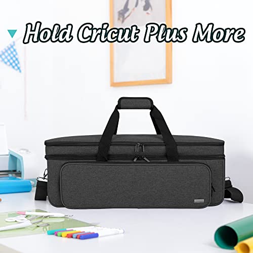 LUXJA Double-layer Carrying Case Compatible with Cricut Die-Cut Machine, 2 Layers Bag Compatible with Cricut Explore Air (Air 2) and Maker (Patent Design), Black