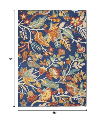 Nourison Allur Modern Navy Multicolor 4' x 6' Area -rug, Easy -cleaning, Non Shedding, Bed Room, Living Room, Dining Room, Kitchen (4x6)