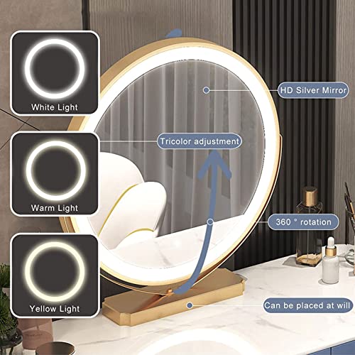 Qingluan Dressing Table Set with Drawers LED Lights Mirror and Makeup Chair, 3 Drawers Makeup Table Set with Cushioned Stool Vanity Table for Girls Bedroom,White,80cm/31.5in