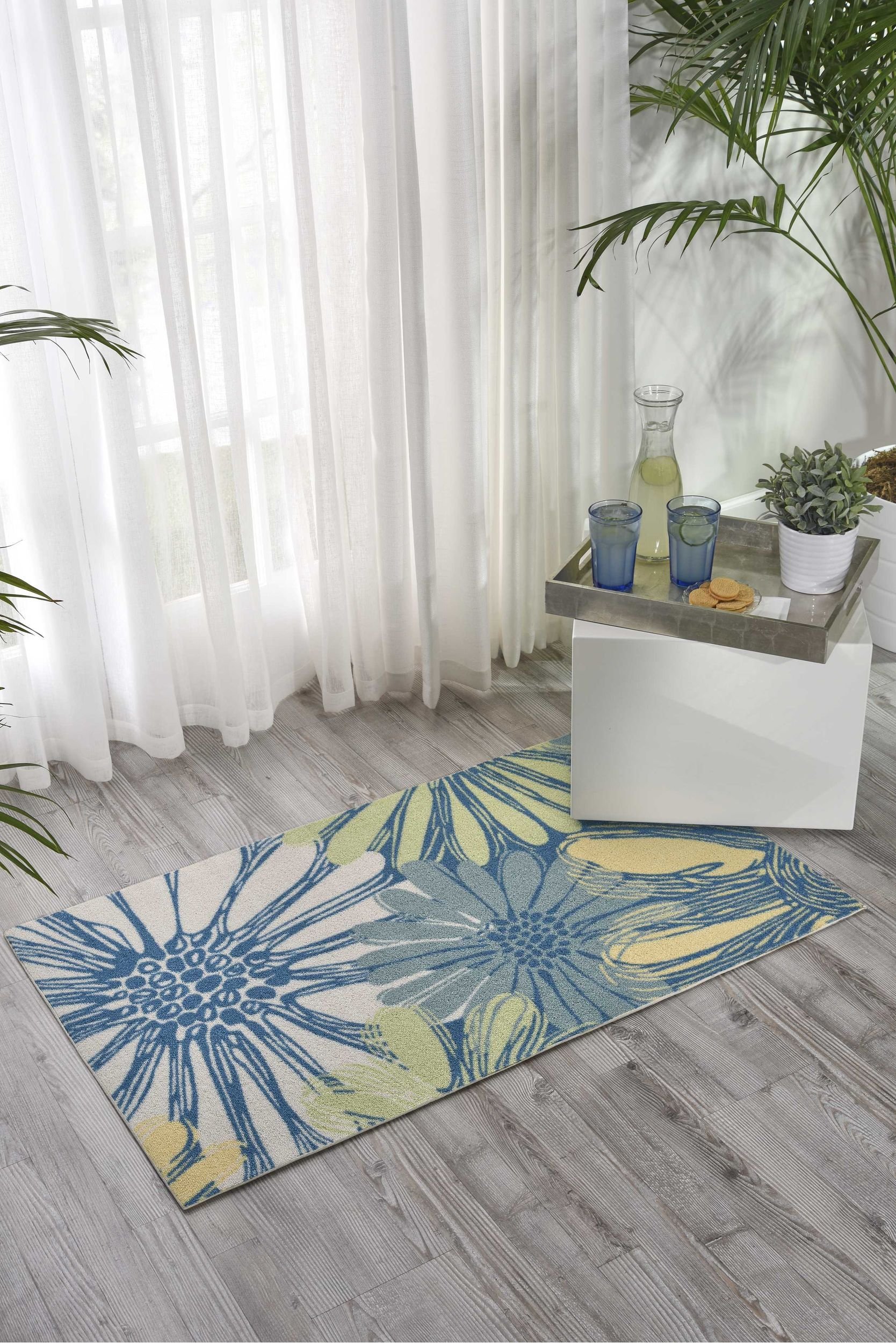 Nourison Home & Garden Indoor/Outdoor Blue 2'3" x 3'9" Area -Rug, Easy -Cleaning, Non Shedding, Bed Room, Living Room, Dining Room, Kitchen (2x4)