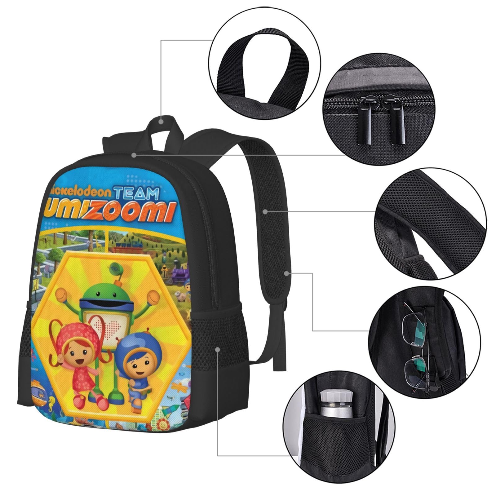 CONPELSON Backpacks Team Anime Umizoomi Adjustable Laptop Backpack Double Shoulder Bag for Women Men Climbing Shopping Work