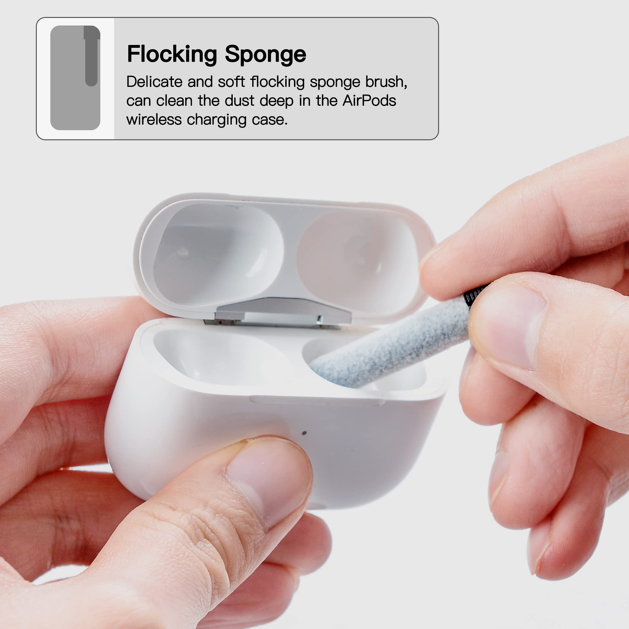 PZOZ Cell Phone Cleaning Kit for AirPods Pro/Pro 2nd/iPhone, 3 in 1 Cleaner Tool Accessories fit for Headphone, iPad Jack Lens, Charger Port Hole Plug, Speaker, Earbuds, Samsung Earphones (White)