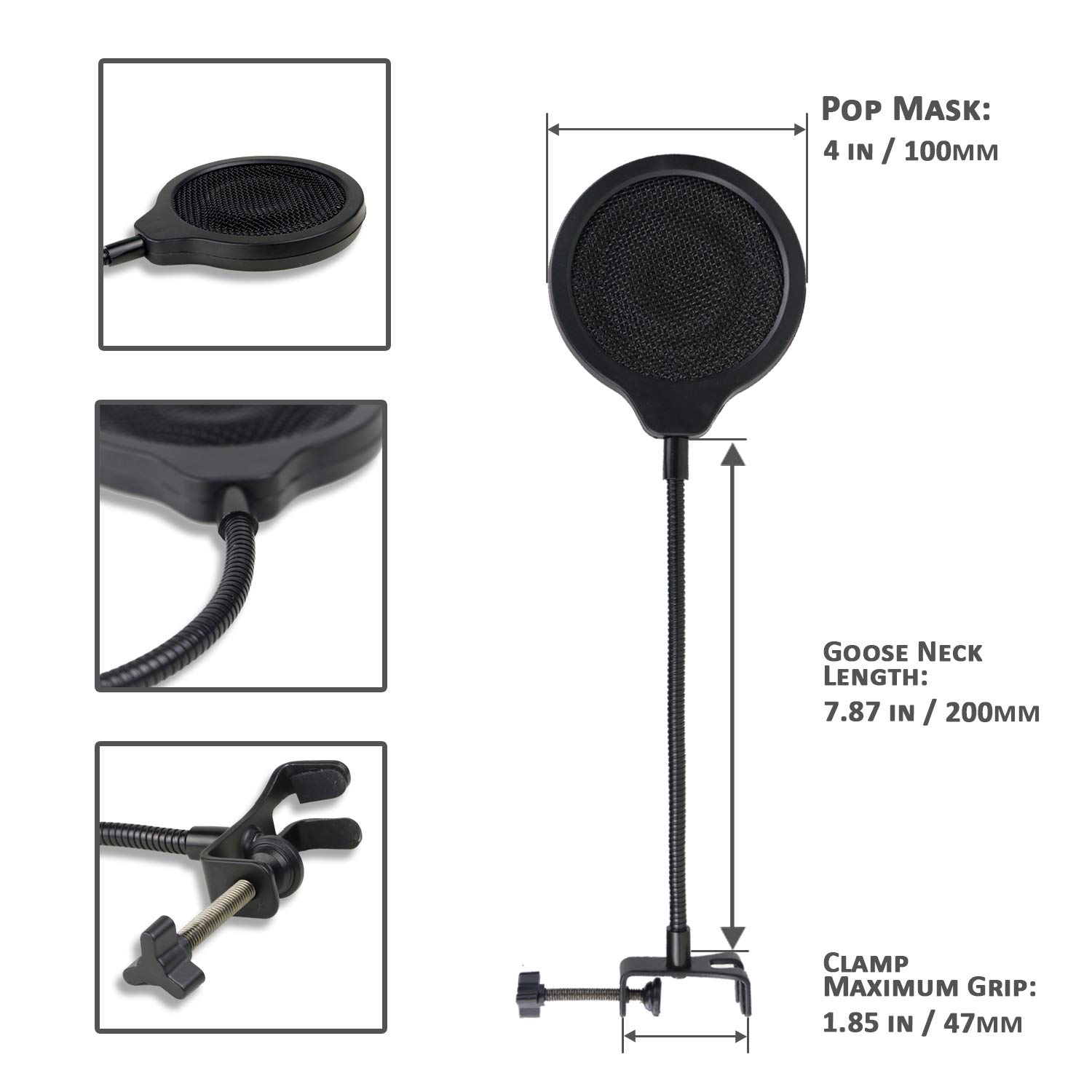 Yeti Nano Mic Pop Filter - 4 Inch 3 Layers Windscreen with Flexible 360° Gooseneck Clip for Blue Yeti Nano Microphone to Improve Sound Quality by YOUSHARES
