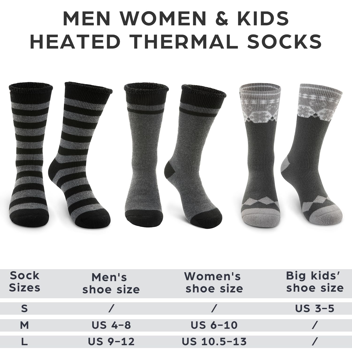 DG Hill Boot Socks Striped Sock - Warm Socks for Winter Cold Weather Heated Sock - Thermal Sock Thick Hiking Long Socks 2 Pack