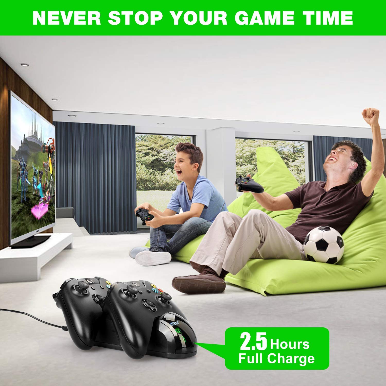 Controller Charger Station for Xbox One/One S/One Elite Controller, YCCSKY Xbox One Charging Station with 2 Pack 1200mAh X-Box One Rechargeable Battery