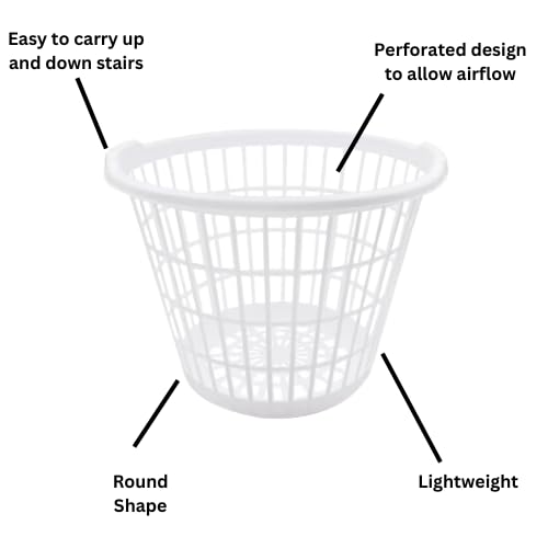 Generic Set of 6 White Laundry Basket Lightweight One Bushel Capacity laundry hamper with lid Plastic storage baskets 1 Gift For home and garden use (17.5β x12β)
