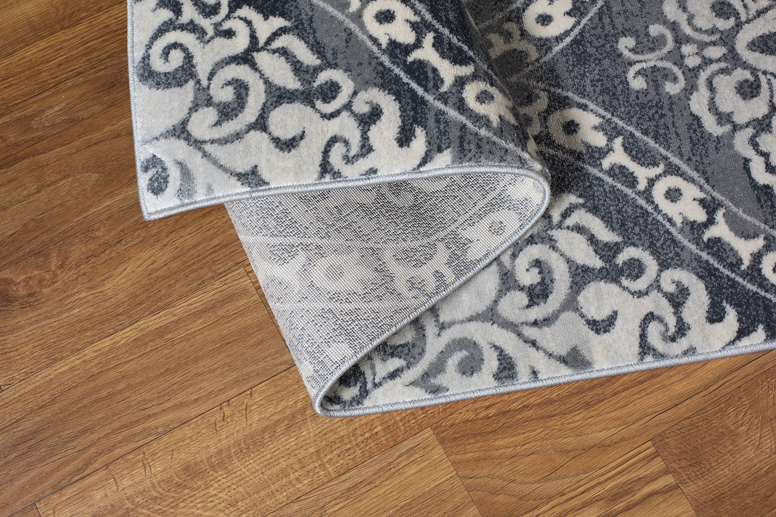 Transitional Floral Damask Area Rug 5' x 7' Gray