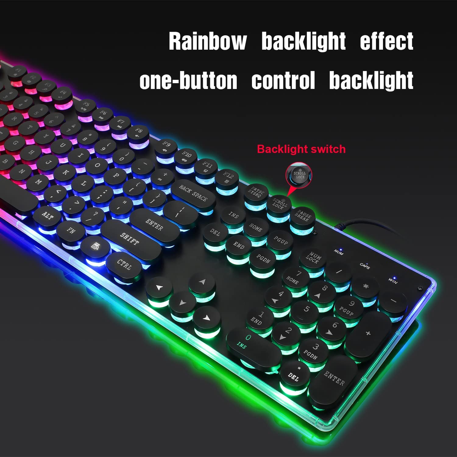 EXHNLE Gaming Keyboard and Mouse Combo Large Mouse Pad Mechanical Feel 104 Keys USB Ergonomic Keyboard, for PC Computer Gamer (Color : Black)
