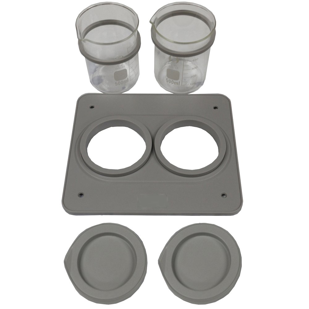 iSonic BHK02A ABS Plastic, Borosilicate Glass Double Beaker Holder for P4861, P4862 and P4875 (Including Two 500Ml Beakers, Two Beaker Covers)