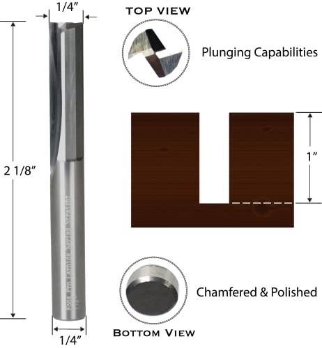 Foos Straight Carbide Router bits - 1/4” Shank - USA Veteran Owned (1/4" Cutting Diameter)