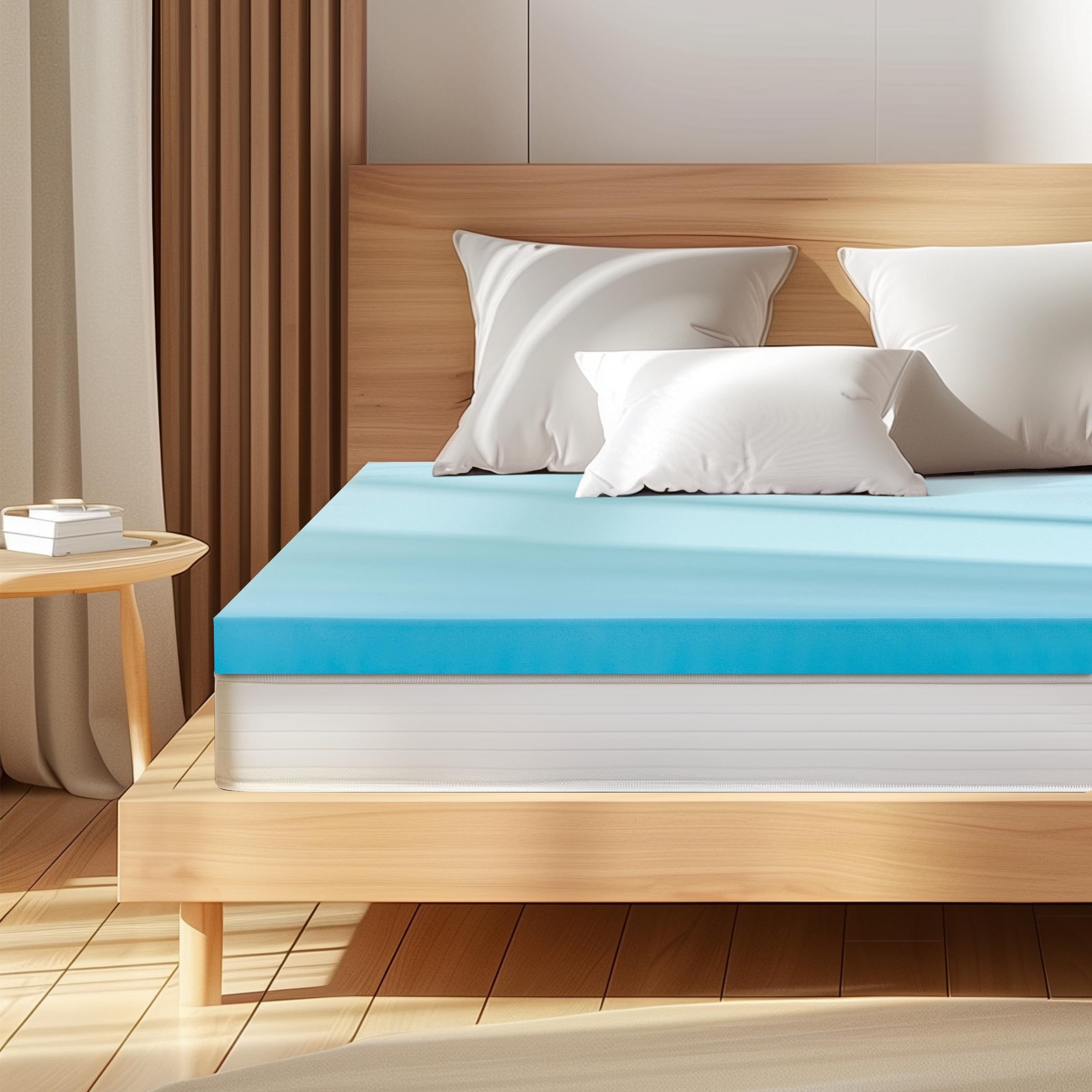 Hokway 3 Inch Gel Memory Foam Mattress Topper Queen Bed Topper with Removable Cover Mattress Topper with Non-Slip Design - Queen