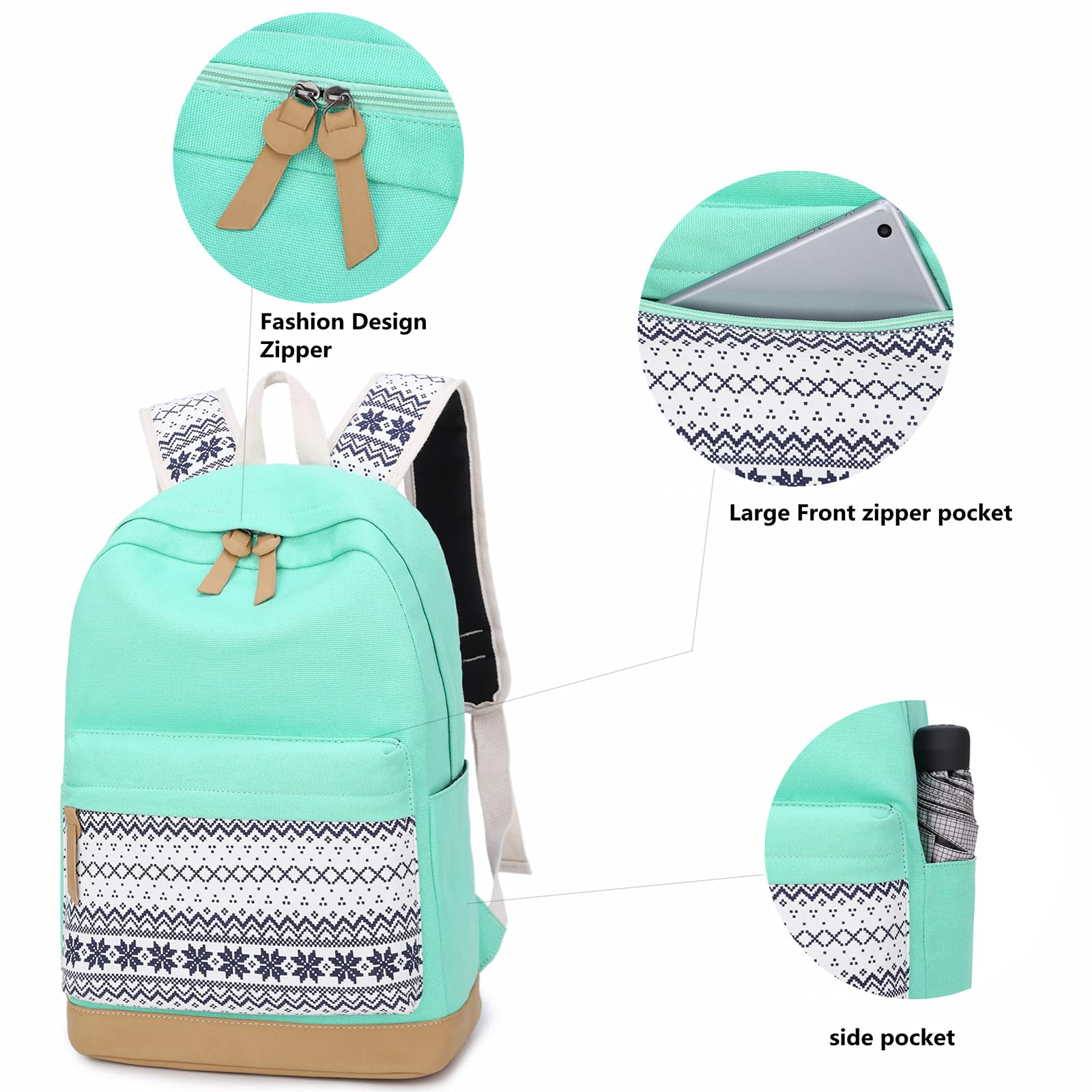 CAMTOP Girls Backpack with Lunch Box set Teen Backpack for School Bookbag