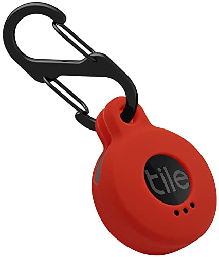 Geiomoo Silicone Case Compatible with Tile Sticker 2022, Protective Cover with Carabiner (Red)