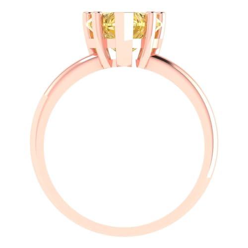 Clara Pucci 2.0 ct Heart Cut Solitaire Canary Yellow Simulated Diamond Bridal Designer Anniversary Engagement Ring Real 14k Rose Gold