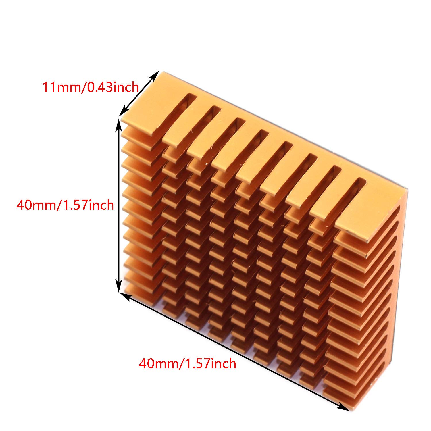 DGZZI 2PCS Golden Aluminum Heatsink 40x40x11mm Square CPU Heat Sinks Cooling Cooler Fin with 2PCS 3M Silicone Based Thermal Pad