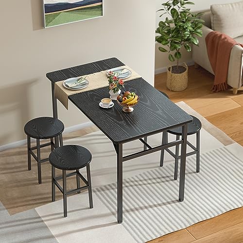 Qsun 5-Piece Dining Table and Chairs Set for 4, Kitchen Table Set for Kitchen, Dining Room, Breakfast Nook and Home Bar, Dining Table Set for Small Apartment, Black