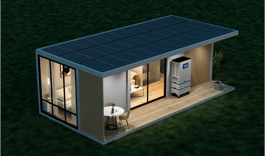 Generic Smart Portable Prefabricated Capsule Compact House Home with Deck with Balcony Spacious Bedroom.Smart Door Entry, Smart washroom Sunroof Solar Option, white