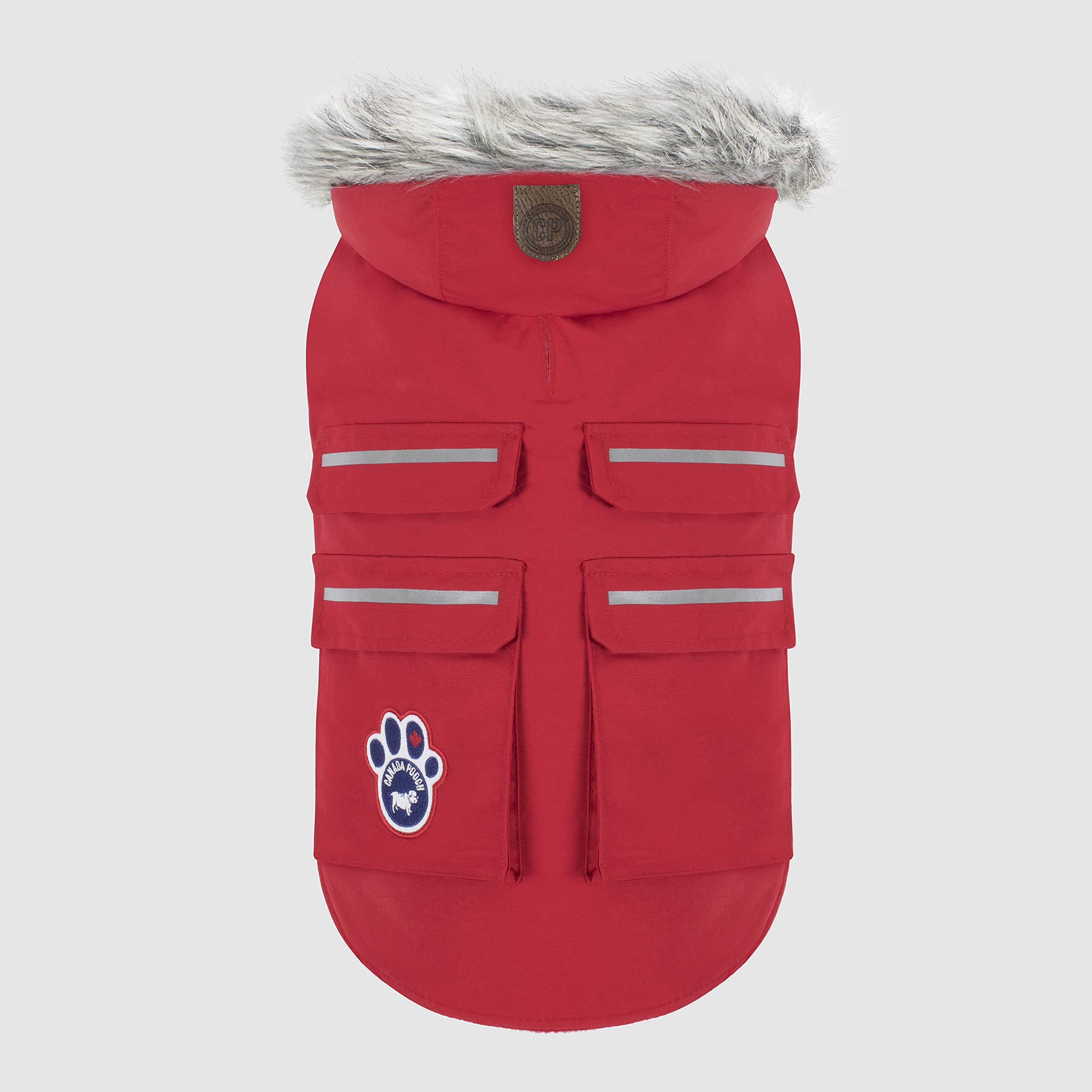 Canada Pooch Dog Winter Vest with Water-Resistant Insulation Down Jacket for Warmth Comfortable Winter Dog Coat with Fleece Lining Easy On Velcro Closure for Small Medium Large Dogs - Red/Size 12
