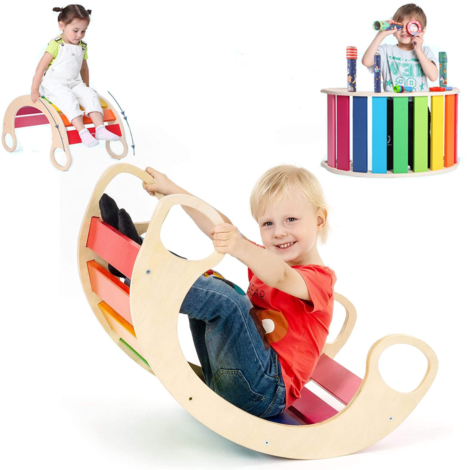 Wooden Climbing Arch for Toddlers, Climbing Toys Indoor Montessori Climbing Set for Kids,Toddler Climber Climbing Gym Indoor Outdoor Learning Playset