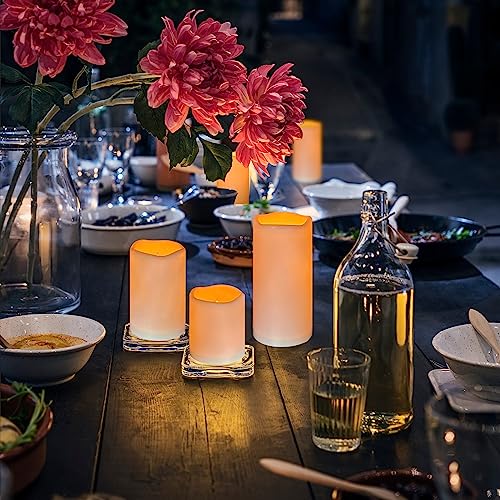 FMIX Flameless Candles with Remote, 3 Pack (Included 6 Batteries) Led Candles with Timer Battery Operated Candles,Outgdoor Electric Candles Flickering,Flameless Pillar Candles.