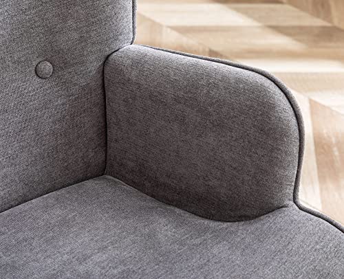 VESCASA Linen Rocking Chair with Tufted Wingback,23.5" Wide Midcentury Modern Indoor Glider Rocker with Arms for Nursery/Reading/Living Room/Bedroom, Grey
