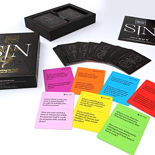 Truth or Drink: SIN Edition by Cut – Reveal Your Guilty Pleasures with 250+ Devilish Questions Inspired by The Seven Deadly Sins (Stand-Alone or Expansion Pack)