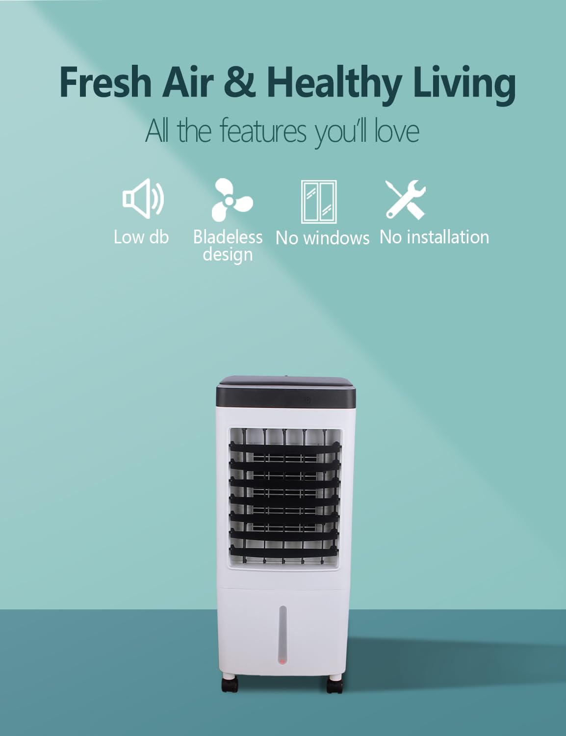 Evaporative Air Cooler,3-IN-1 Portable Air Conditioners Remote Control, 70° Oscillation Energy Efficient Air Cooler for Room Bedroom Home Indoor