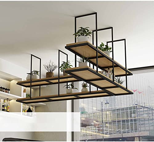 Guuurrrg Ceiling Mount Shelf Industrial Style PB9rrling Mounted Storage Shelf, Bar Kitchen Restaurant Hanging Decorative Flower Stand, 4 Sizes (Black 120 x 30 x 80cm)