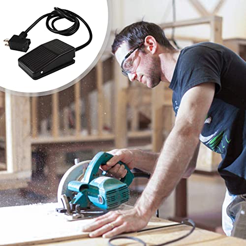 Foot Switch, Foot Operated Pedal Controller Power Switch Woodworking Machine Control, 5-ft Cable with Piggyback Plug, Deadman Style