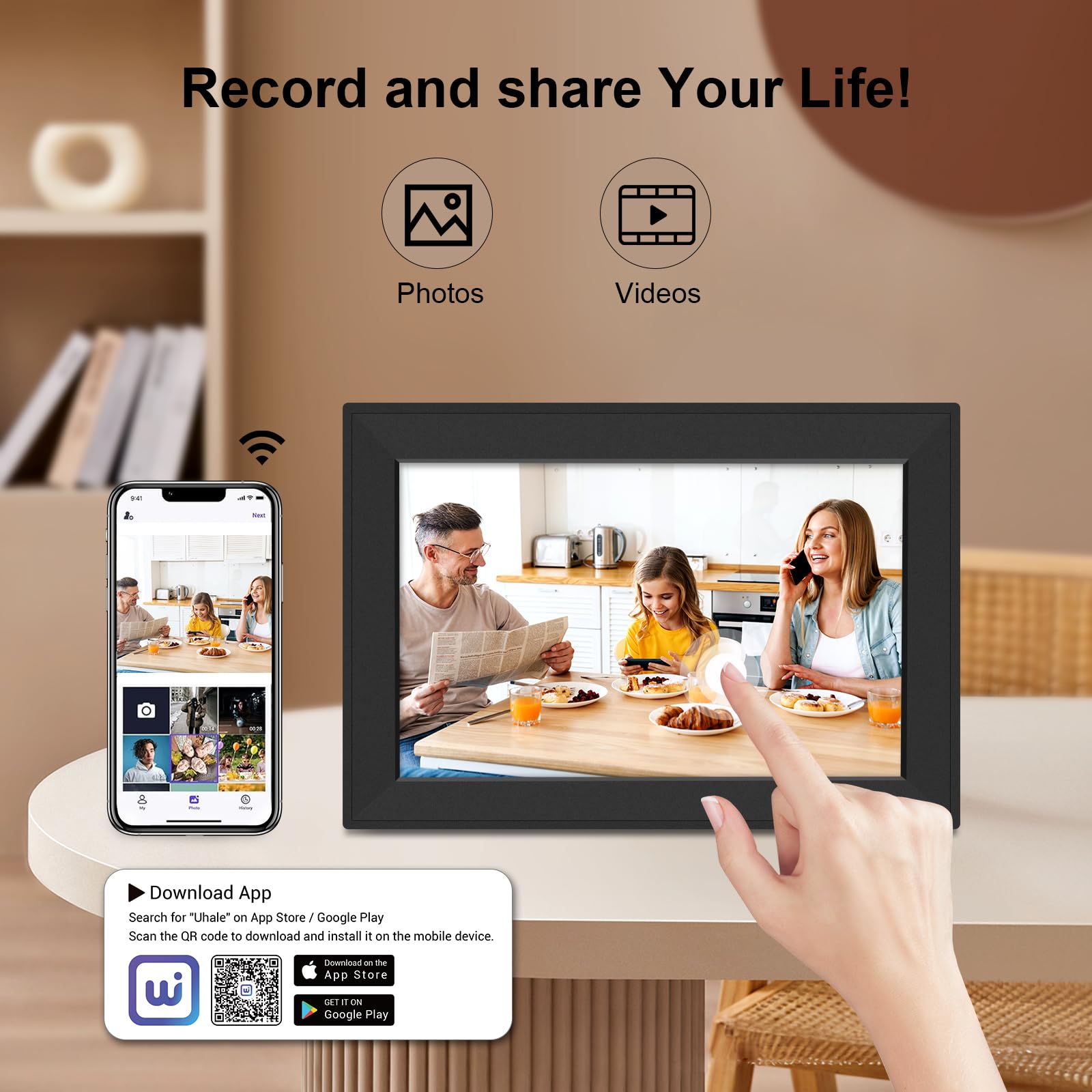 Frameo 10.1 Inch WiFi Digital Picture Frame, Jazeyeah Smart Electronic Cloud Digital Photo Frame