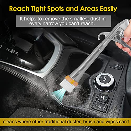 Fochutech Car Cleaning Gun High Pressure Air Blow Gun Interior Car Cleaning Kit Interior Detailing Kit Air Duster Blower Gun Car Duster Air Compressor Needed High Pressure Car Cleaning Tools (Silver)
