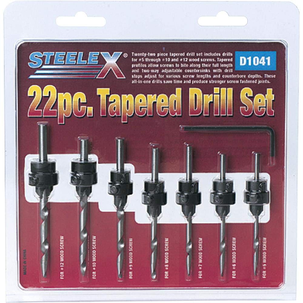 Steelex D1041 Tapered Countersink Bit Set, 22-Piece