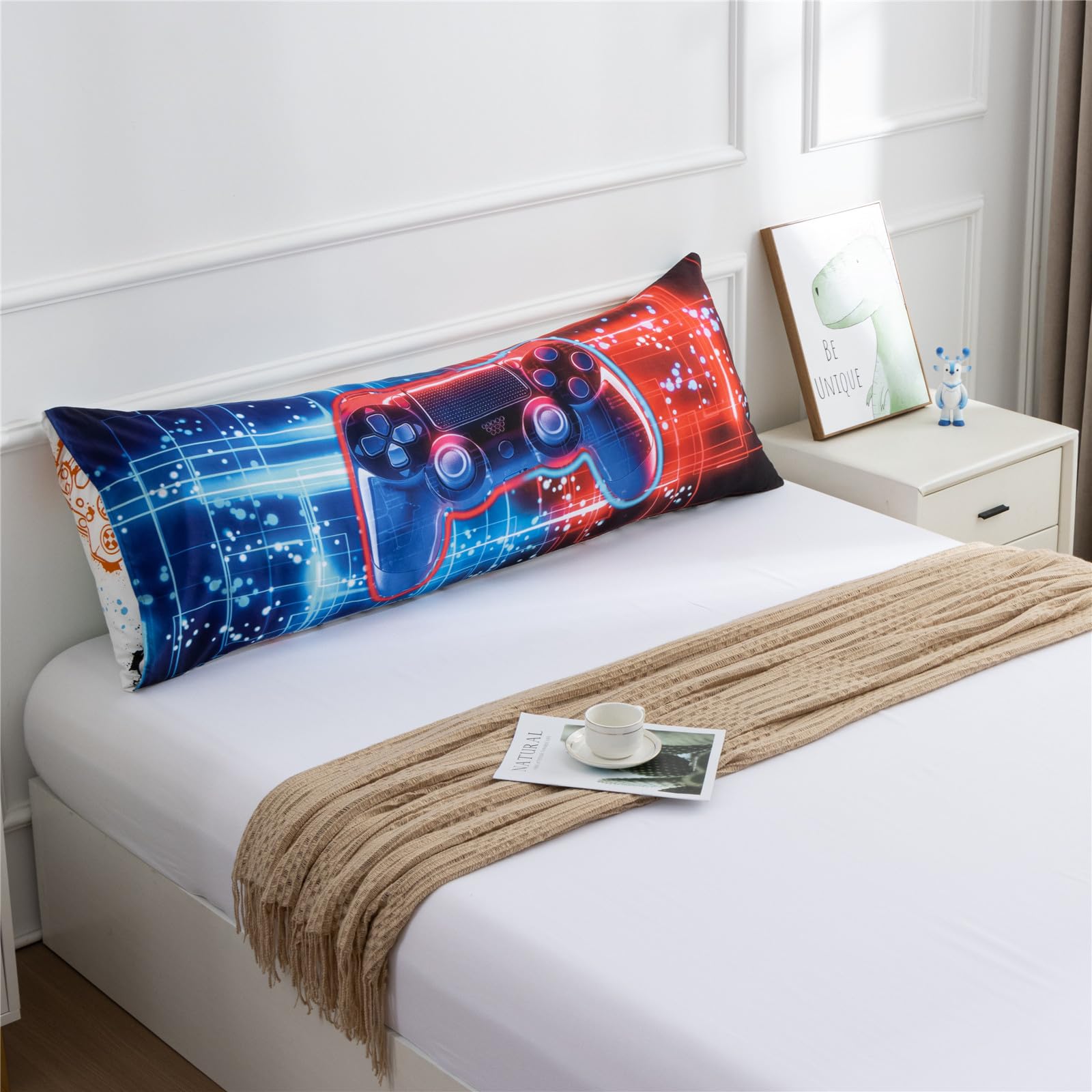 Meeting Story Game Gaming Body Pillow Cover Gamer Bedding Pillowcase with Envelope Closure for Boys Kids Adults (Blue-Purple)