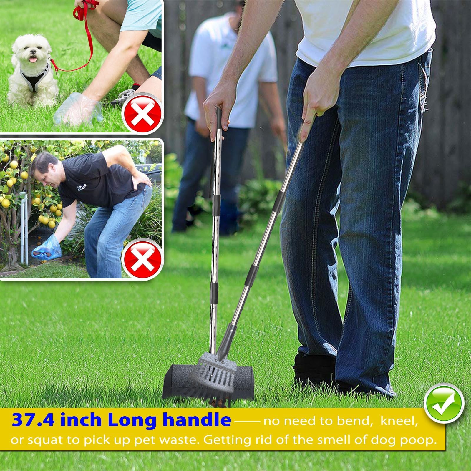 Meegood Dog Poop Trash Can for Outdoors with Dog Pooper Scooper, 20L/5.2 Gal Large Capacity Dog Waste Trash Can with Lid, Pedal and Removable Inner, Pet Waste Disposal Station Odor Control Outside